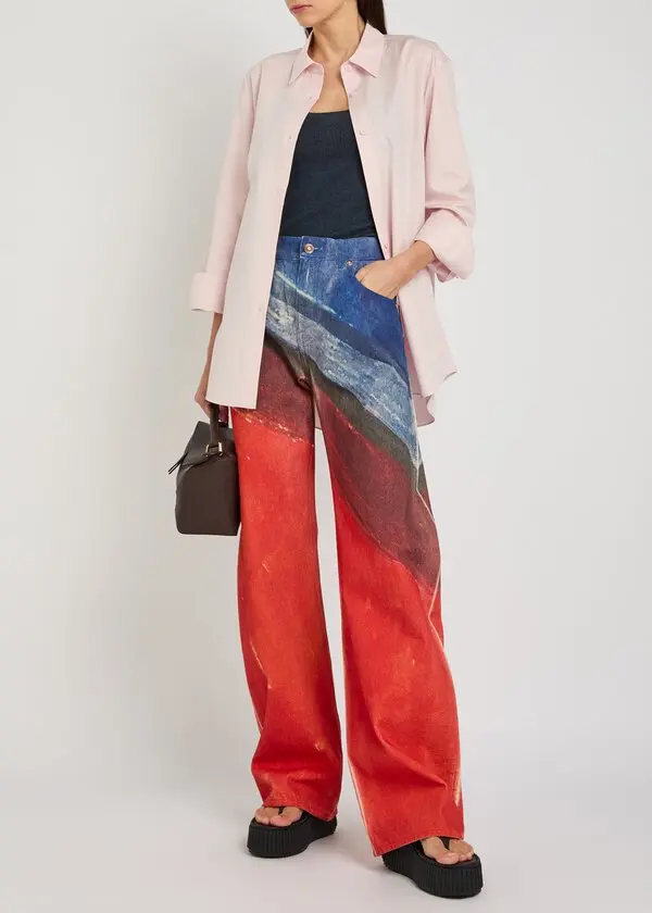 Gabriela Hearst Amoret Printed Barrel-leg Denim Jeans