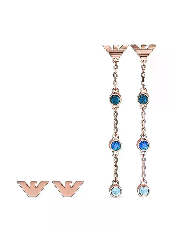 Emporio Armani Logo-plaque Earrings Set - Pink