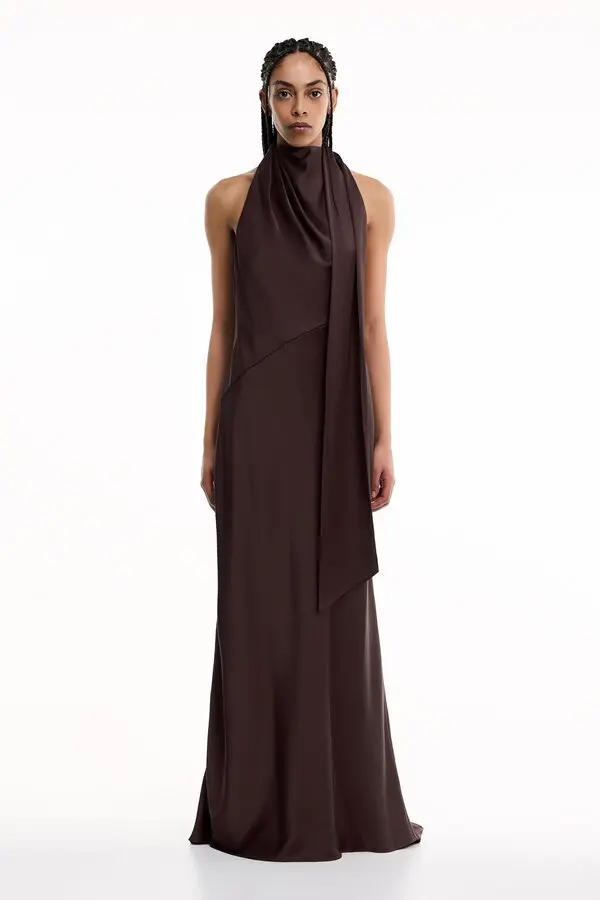 Significant Other Adriana Halter Gown - Chocolate