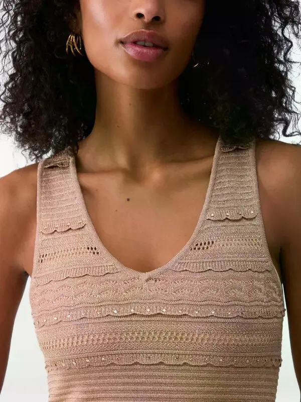 Liu Jo Long Openwork Knit Dress With Lurex Details
