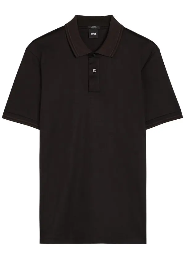BOSS Phillipson Striped Trims Polo Shirt - Black