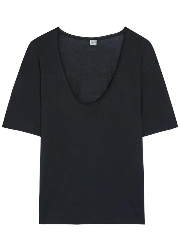 TOTEME Cotton And Silk-blend T-shirt - Black