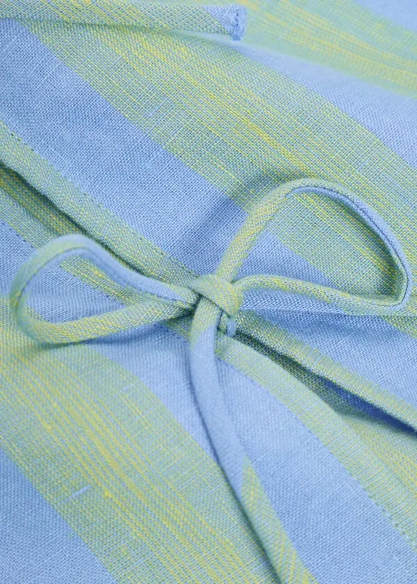 Staud Ava Striped Tie-front Linen Blouse - Light Blue