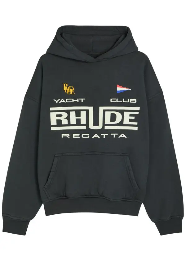 Rhude Regatta Club Printed Cotton Sweatshirt - Black