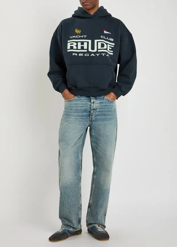 Rhude Regatta Club Printed Cotton Sweatshirt - Black
