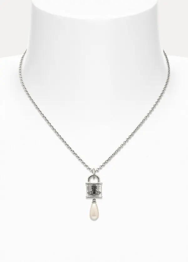 VIVIENNE WESTWOOD Celestia Small Padlock Pendant Necklace - Silver