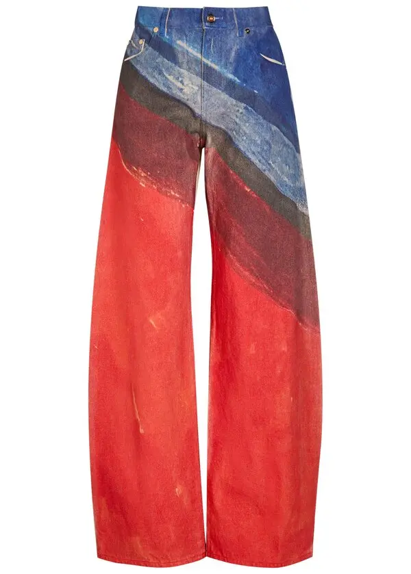 Gabriela Hearst Amoret Printed Barrel-leg Denim Jeans - Red