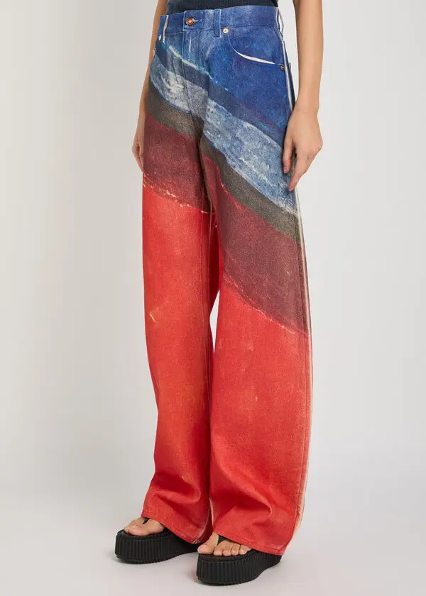 Gabriela Hearst Amoret Printed Barrel-leg Denim Jeans