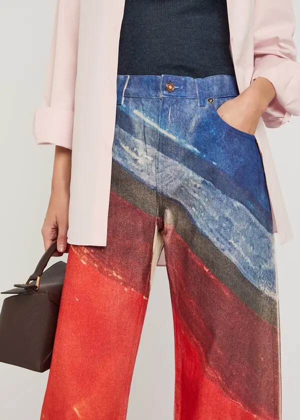 Gabriela Hearst Amoret Printed Barrel-leg Denim Jeans