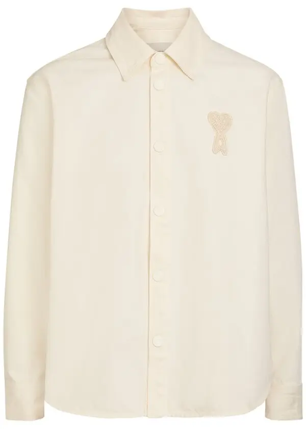 Ami Logo-appliquéd Denim Overshirt - Cream