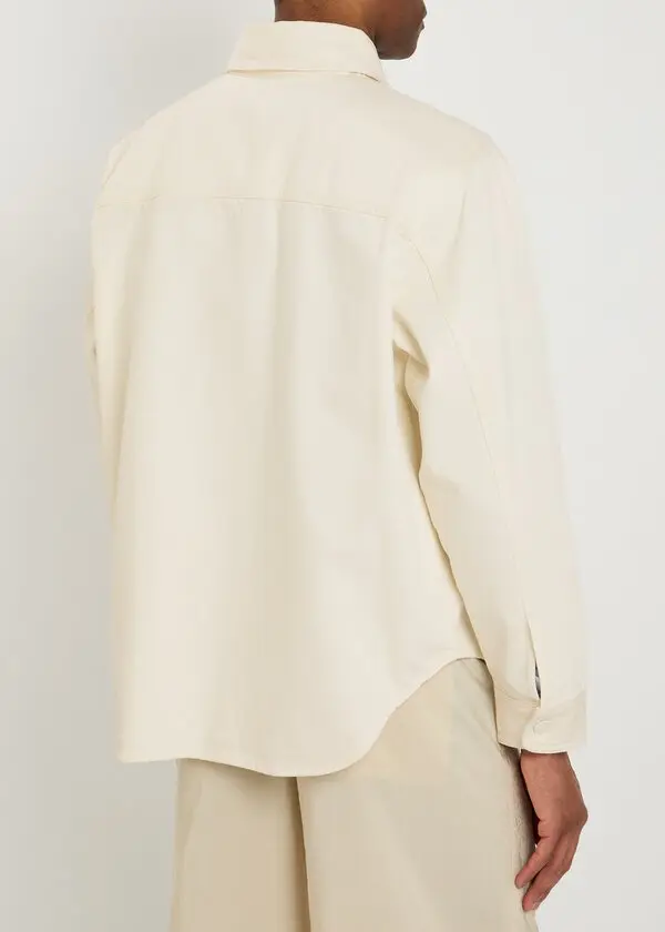 AMI Paris Logo-appliquéd Denim Overshirt - Cream