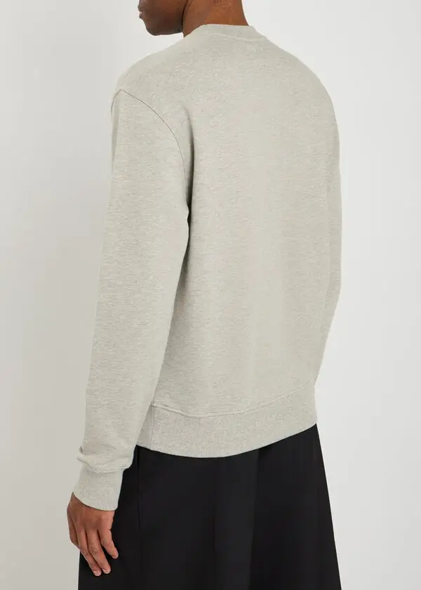 Ami Logo-appliquéd Cotton Sweatshirt - Grey