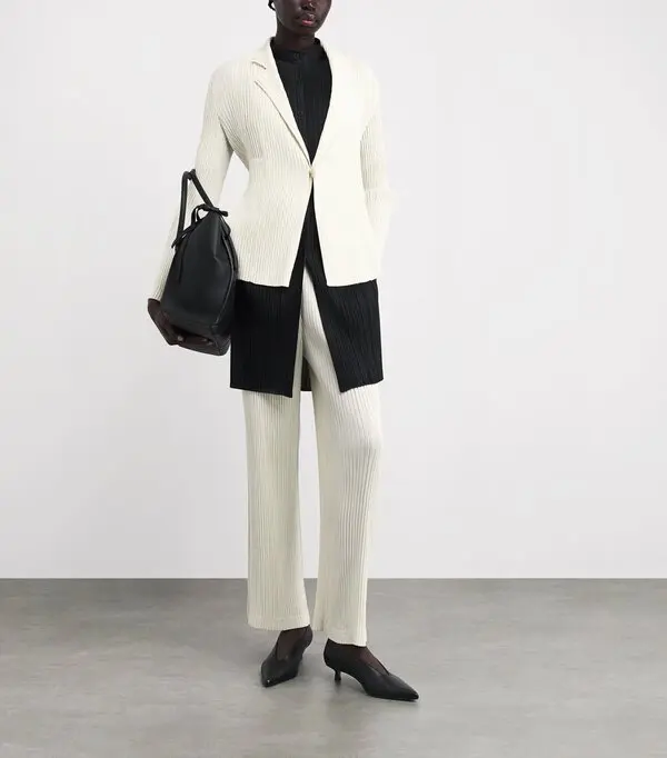 Issey Miyake Hatching Pleats Straight Leg Trousers