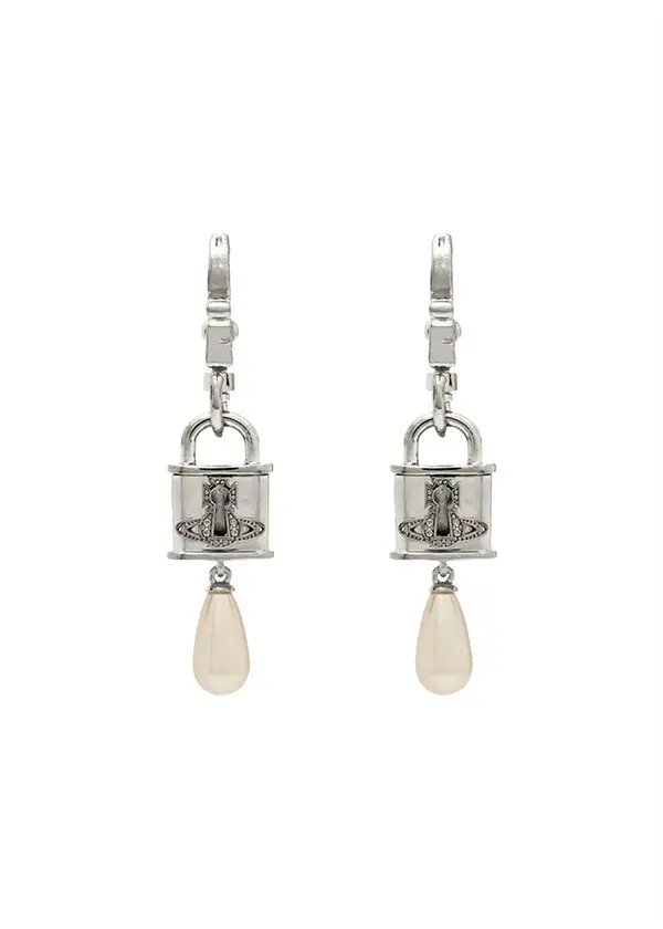 VIVIENNE WESTWOOD Celestia Small Padlock Drop Earrings - Silver