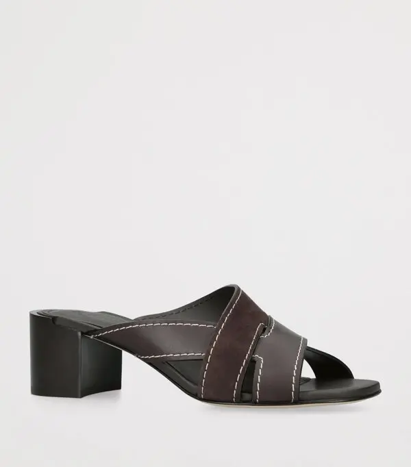 TOD'S Suede T-strap Mules - Brown