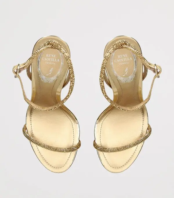 Rene Caovilla Embellished Ellabrita Heeled Sandals 105 - Gold