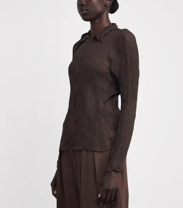 Issey Miyake Chiffon Twist 1 Pleats Zip Cardigan