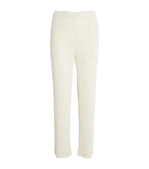 Issey Miyake Hatching Pleats Straight Leg Trousers - Neutral