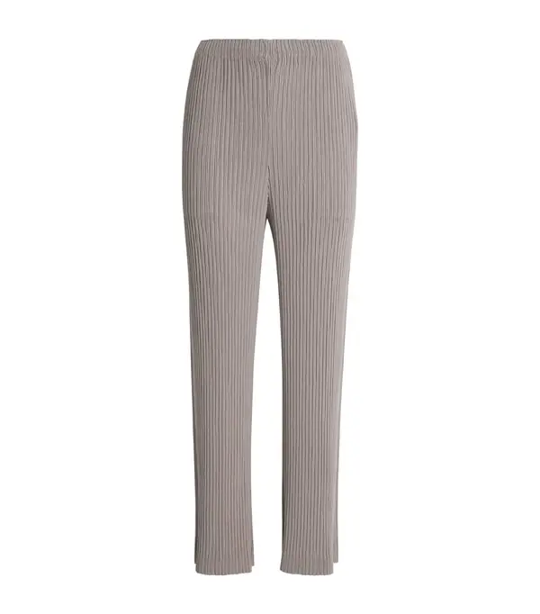 Issey Miyake Hatching Pleats Straight Leg Trousers - Grey