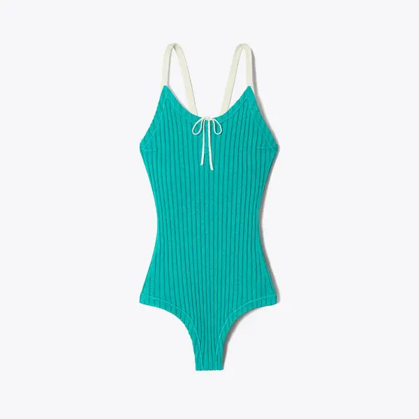 Tory Burch Ribbed Bodysuit - Mermaid