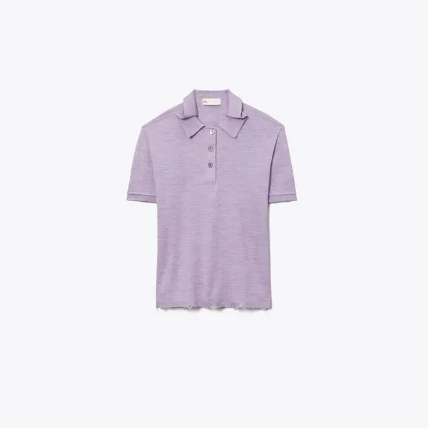 Tory Burch Oversized Silk Polo - Purple