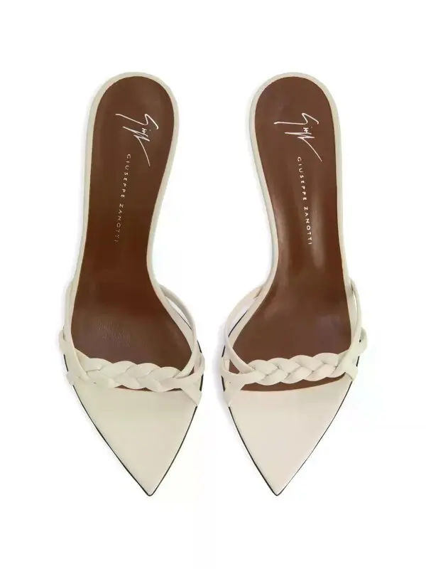 GIUSEPPE ZANOTTI Intrigo Braid 70 Braided Strips Mules - White
