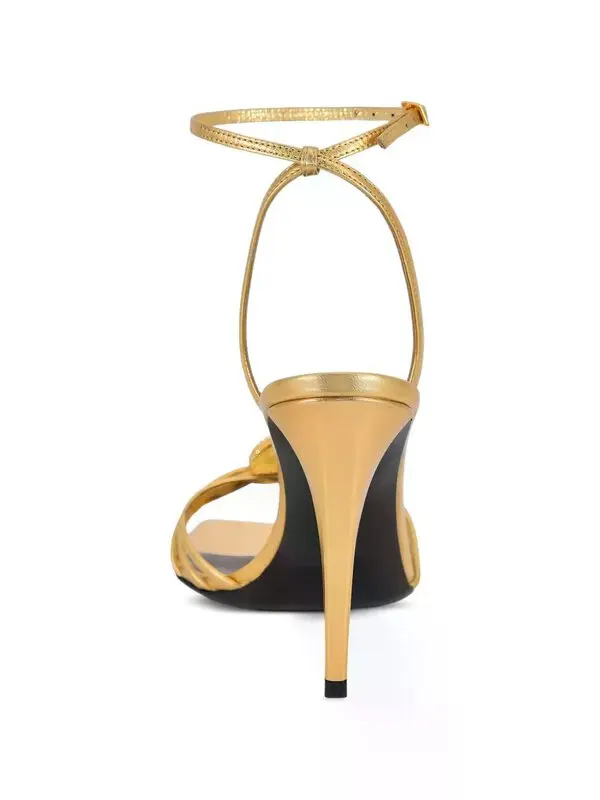 GIUSEPPE ZANOTTI Ankle Strap Sandals With Metal Brooch - Gold