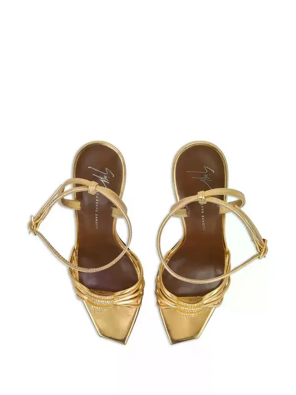 GIUSEPPE ZANOTTI Ankle Strap Sandals With Metal Brooch - Gold