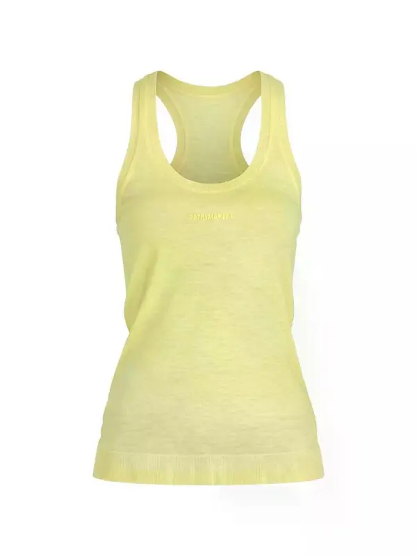 Patrizia Pepe Sleeveless Rib-knit Tank Top With Chest Logo Detail
