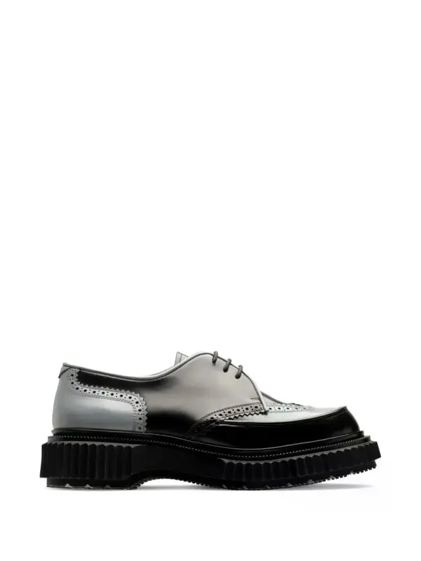 ADIEU PARIS Leather Brogue Detail Loafers With Ridged Sole