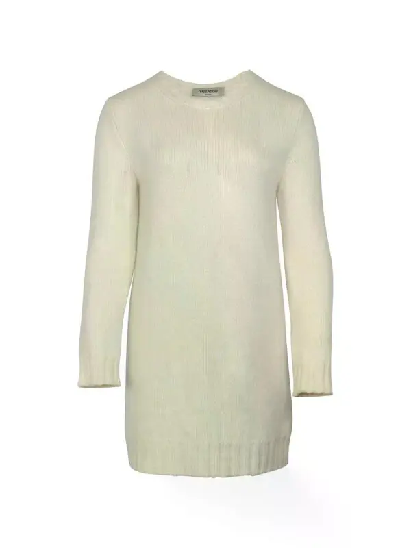 MARIO VALENTINO VINTAGE Cream Knit Round Neck Long Sleeve Dress
