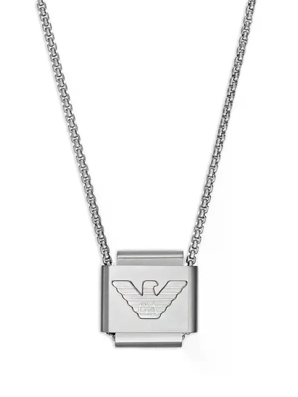Emporio Armani Logo Pendant Necklace - Silver