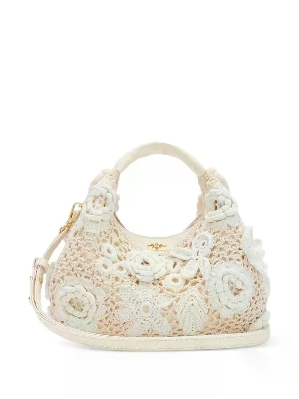 GANNI Floral Crochet Mini Bag - Neutrals