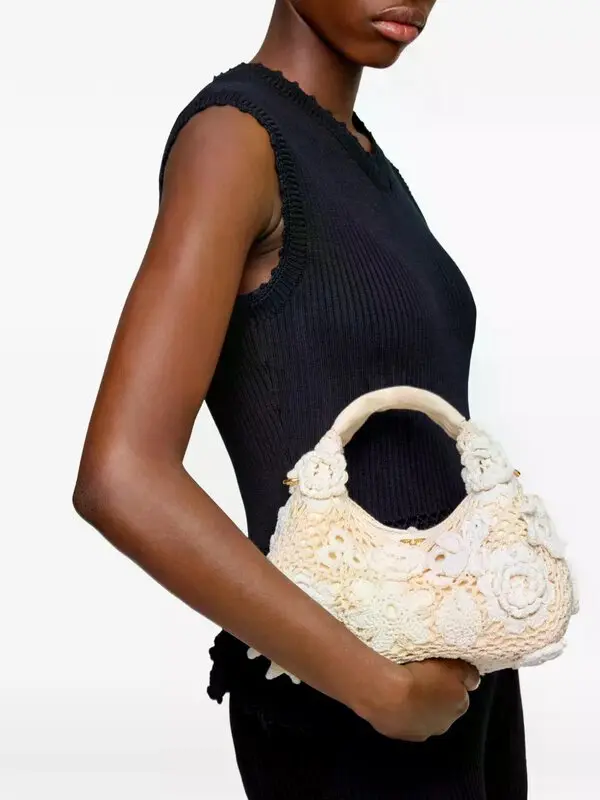 GANNI Floral Crochet Mini Bag - Neutrals
