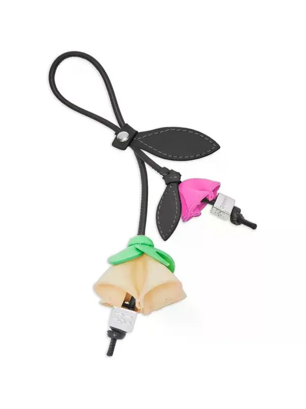 GANNI Flower Charm Keyring - Black
