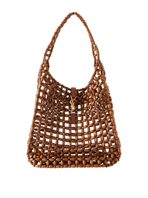 Saint Laurent Le 5 À 7 Large Beaded Wood Shoulder Bag - Brown