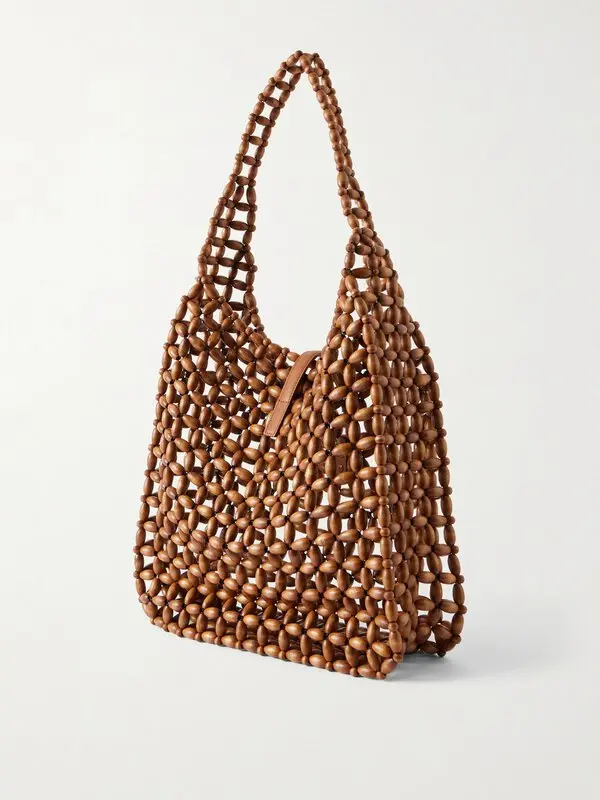Saint Laurent Le 5 À 7 Large Beaded Wood Shoulder Bag - Brown
