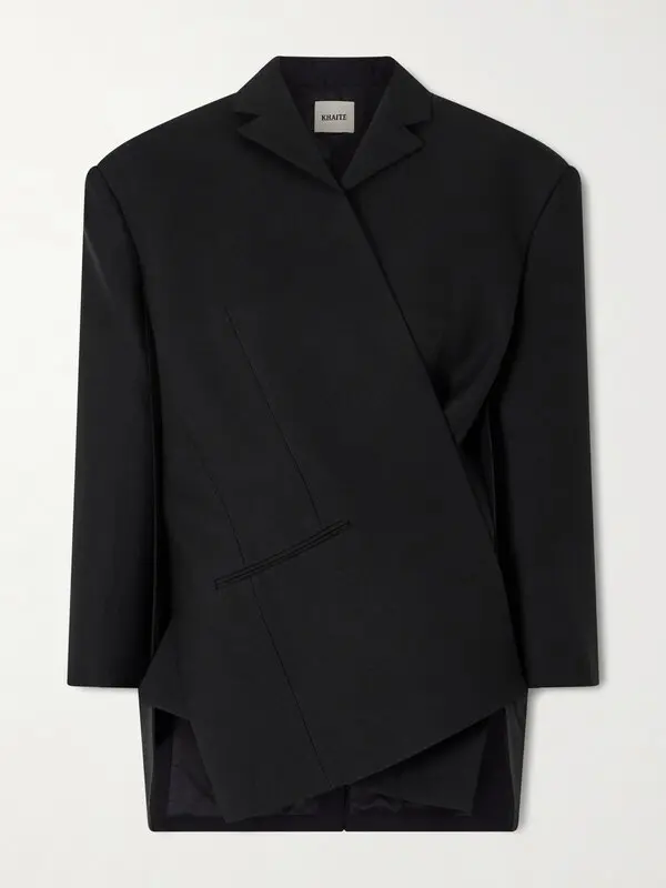 Khaite Palto Wool And Silk-blend Cady Blazer - Black