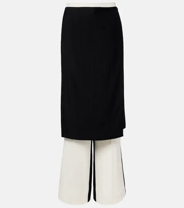 Phoebe Philo Layered Wide-leg Trousers - White