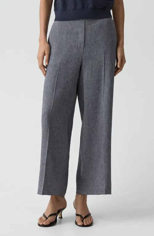 Theory Classic Straight-leg Linen Blend Trousers - Ink Blue