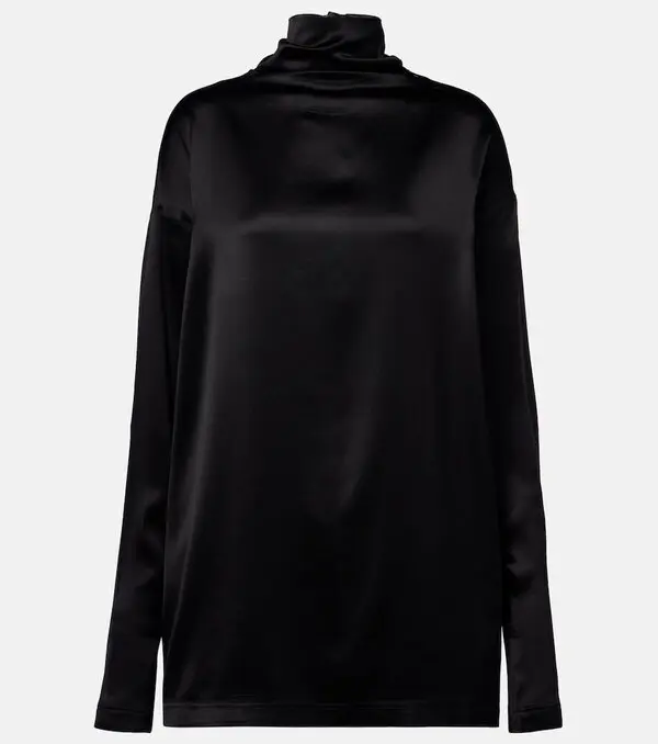 Phoebe Philo Silk-blend Satin Blouse - Black