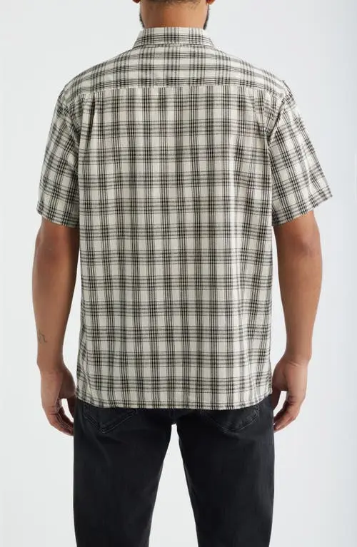 925 ORIGINALS Office Woven Check Short Sleeve Cotton Button-up Shirt