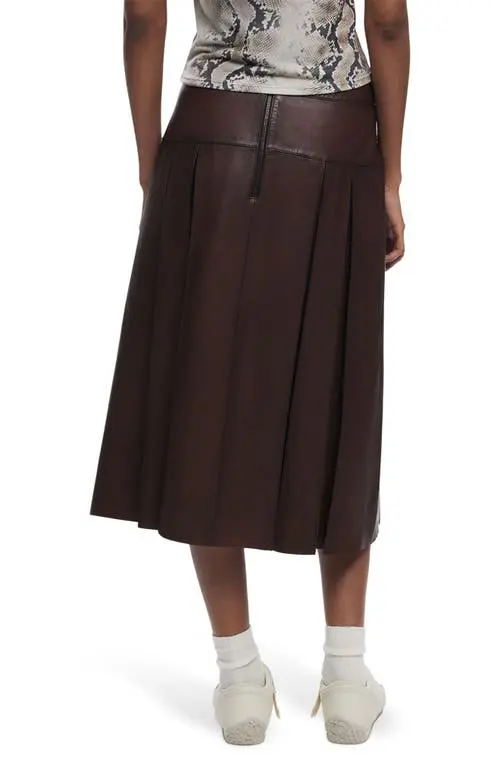 Desigual Pleated Leather Midi Skirt