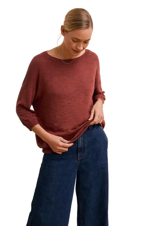 CELTIC & CO. Crew Neck Linen Blend Top - Clay