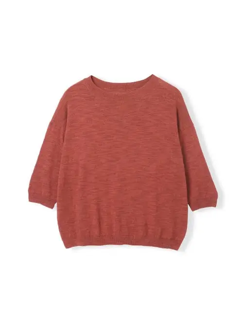 CELTIC & CO. Crew Neck Linen Blend Top - Clay