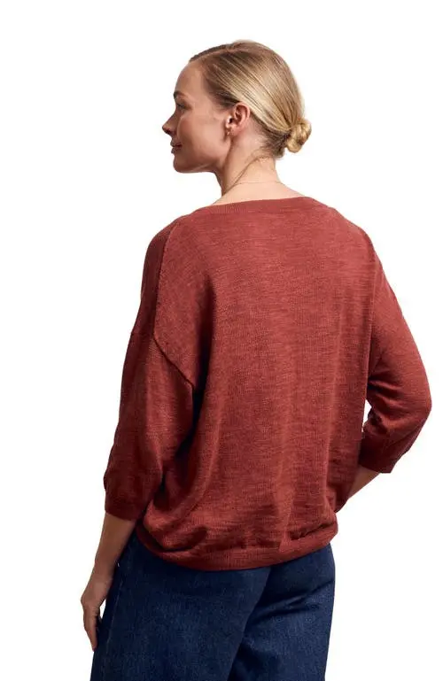 CELTIC & CO. Crew Neck Linen Blend Top - Clay