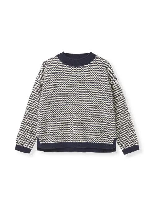 CELTIC & CO. Micro Check Funnel Neck Sweater