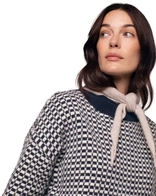 CELTIC & CO. Micro Check Funnel Neck Sweater