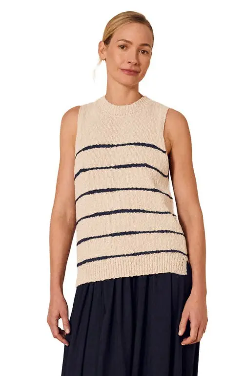 CELTIC & CO. Drop Stitch Knitted Vest Top - Ecru/navy