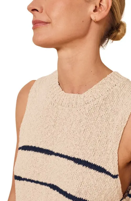 CELTIC & CO. Drop Stitch Knitted Vest Top - Ecru/navy